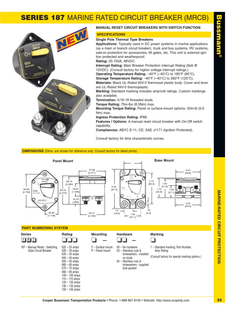 Series 187 Marine Rated Circuit Breaker (MRCB) | PDF | Technology ...