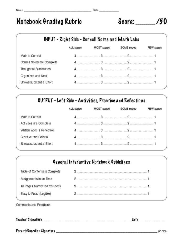 Interactive Notebook Rubric | PDF | Computers | Technology & Engineering