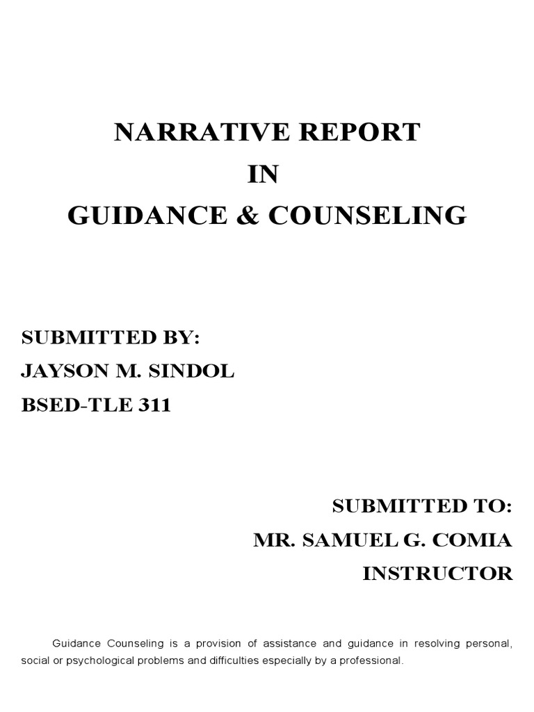 Narrative Report on Counseling Sessions | PDF | School Counselor ...