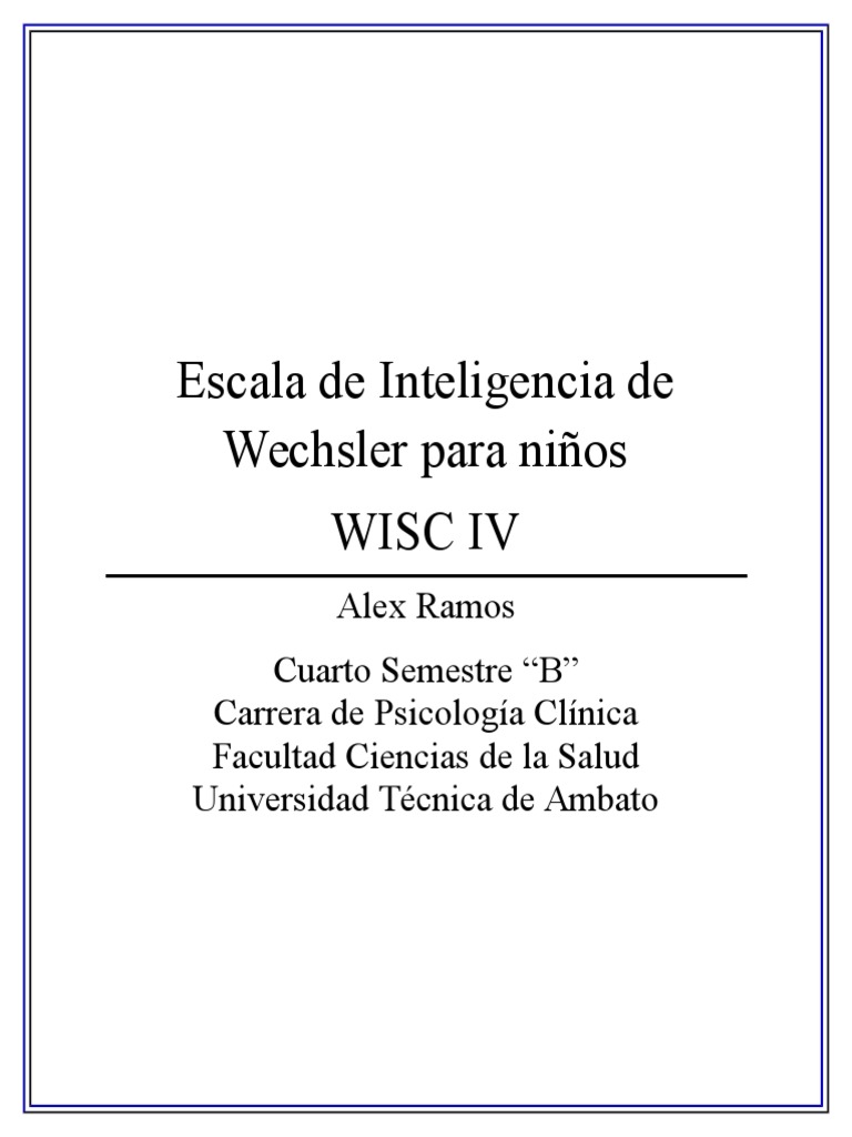 Informe de WISC-IV 1 | PDF | Cociente de inteligencia | Comprensión