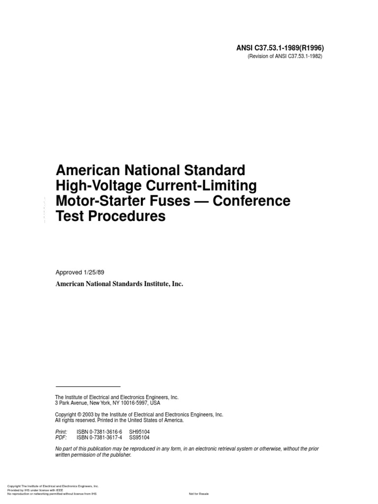 Ansi C37.53.1-1989 (R1996) | PDF | Fuse (Electrical) | High Voltage