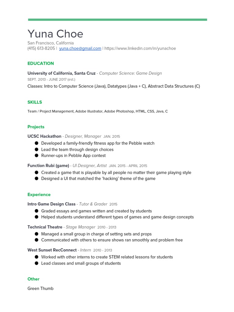 Yuna Choe: Education | PDF