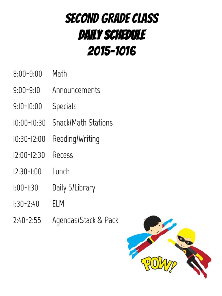 Second Grade Daily Schedule | PDF