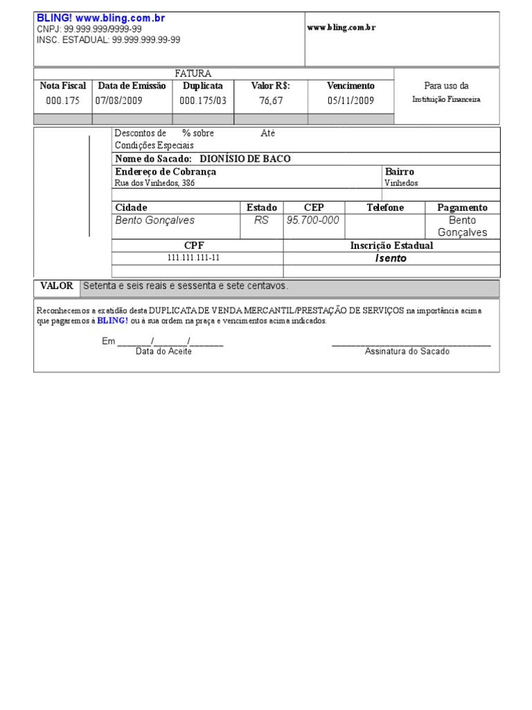 Modelo Duplicata Word | PDF
