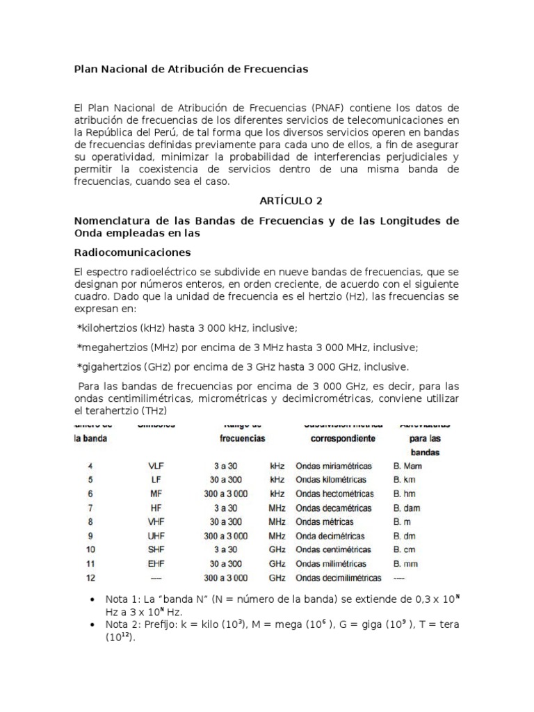 Plan Nacional de Atribución de Frecuencias | PDF | Ieee 802.11 | Modulación