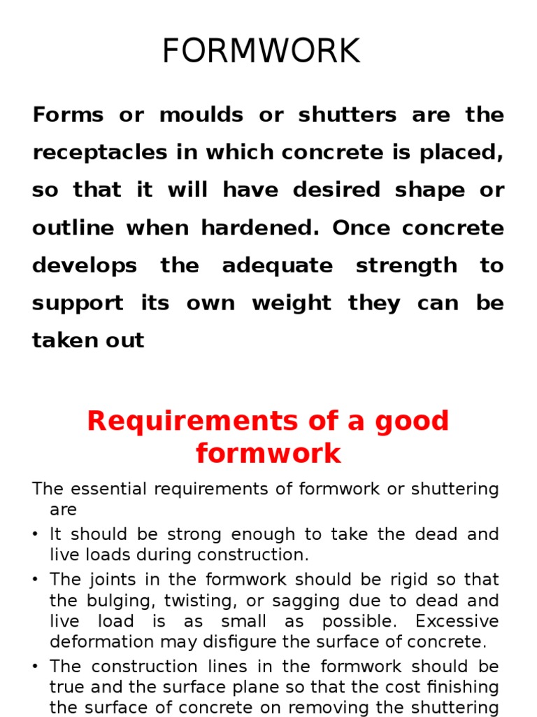 Session 3 Formwork | Building Technology | Concrete