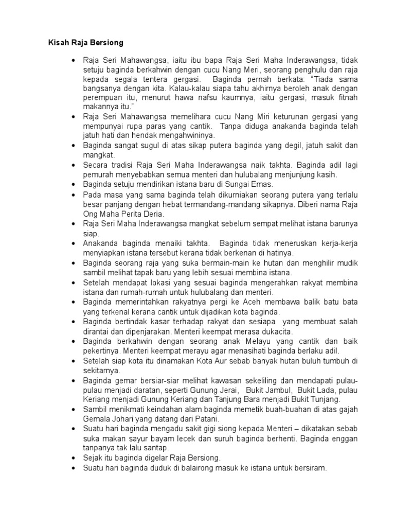 Kisah Raja Bersiong | PDF