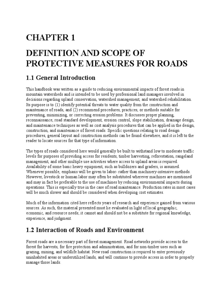 Definition and Scope of Protective Measures For Roads: 1.1 General ...