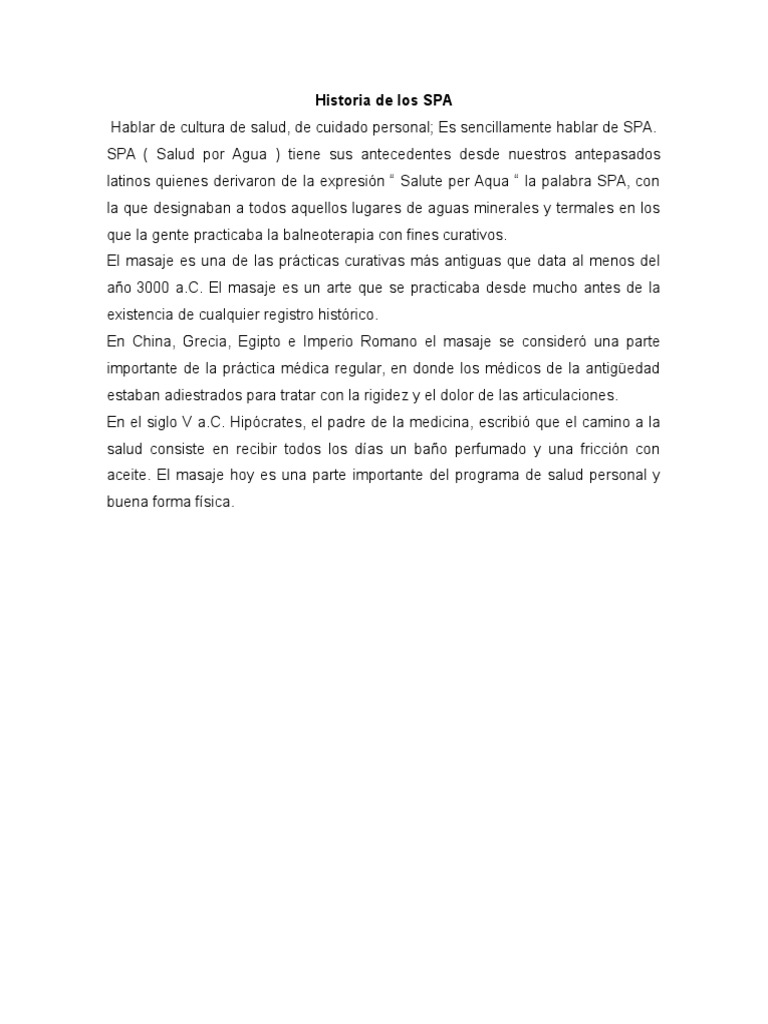 Evolución de la Historia del Spa | PDF | Masaje | Spa