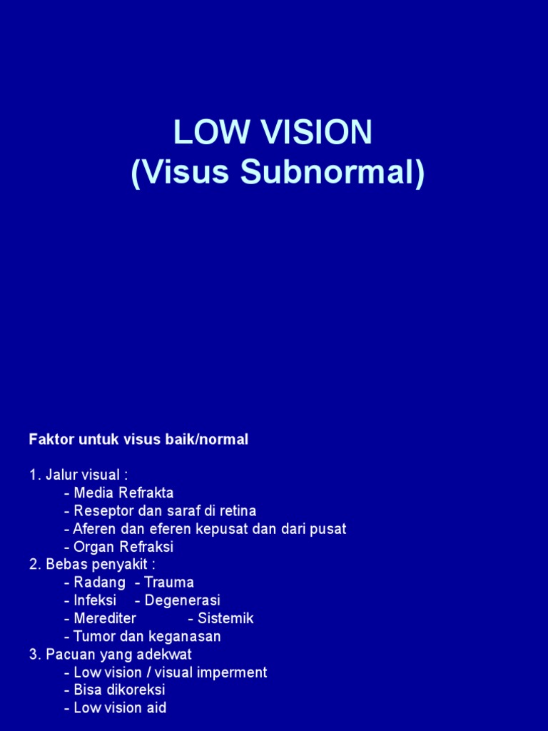 Understanding Low Vision Classification | PDF