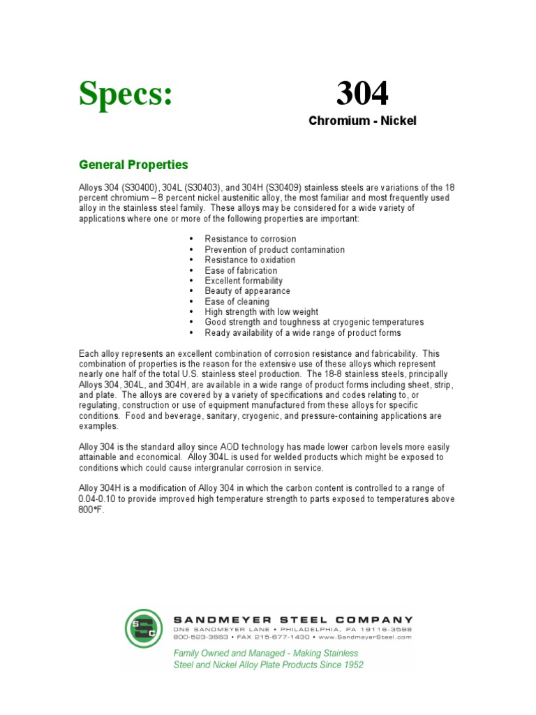 Specification Data Sheet AISI 304 | PDF | Corrosion | Heat Treating