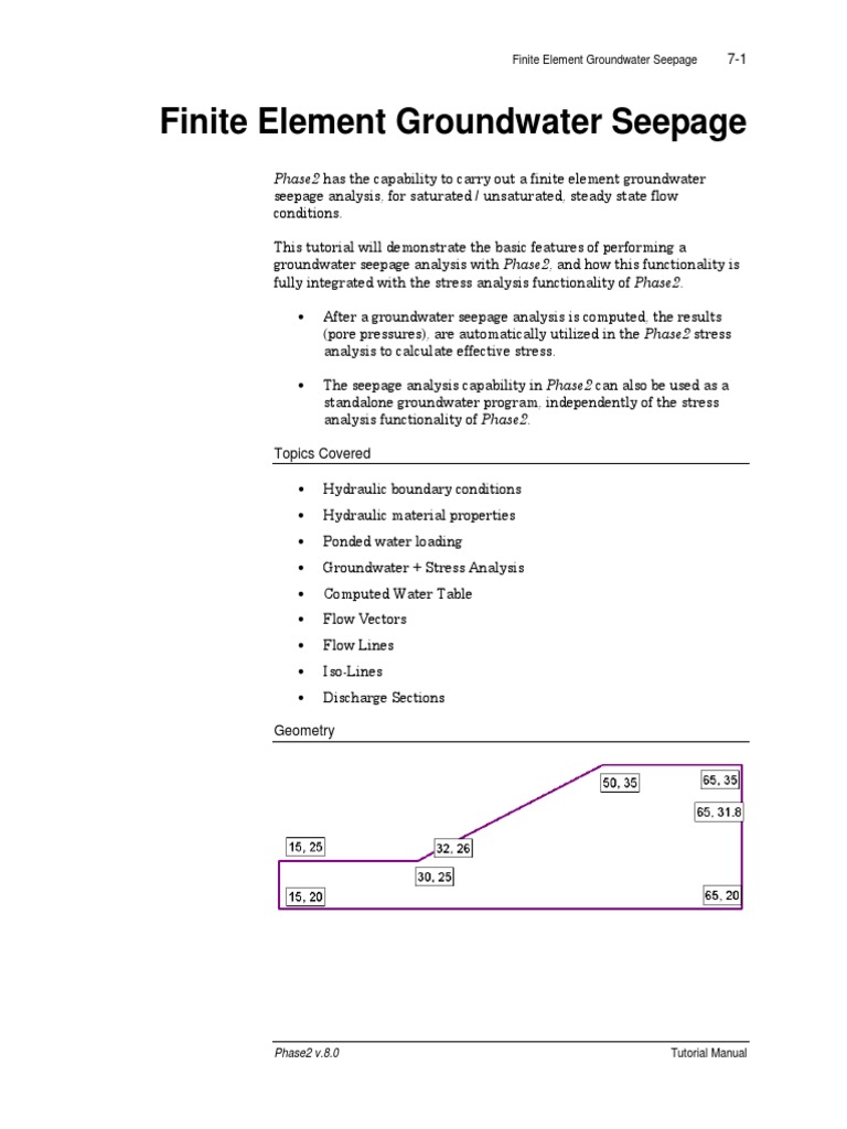 Tutorial 07 Finite Element Groundwater Seepage | PDF | Soil Mechanics | Stress (Mechanics)