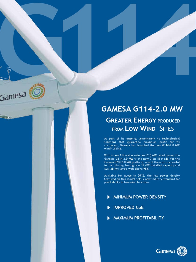 Gamesa g114 2.0 MW | PDF | Wind Power | Wind Turbine
