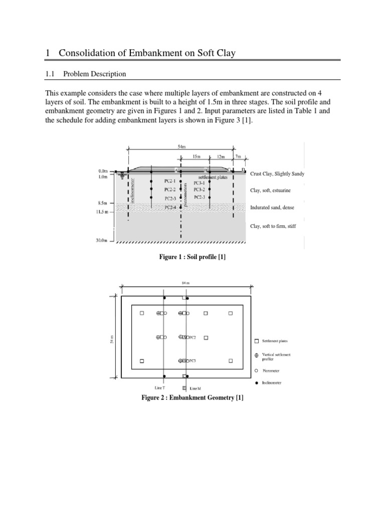 1 Consolidation of Embankment On Soft Clay: Figure 1: Soil Profile ...