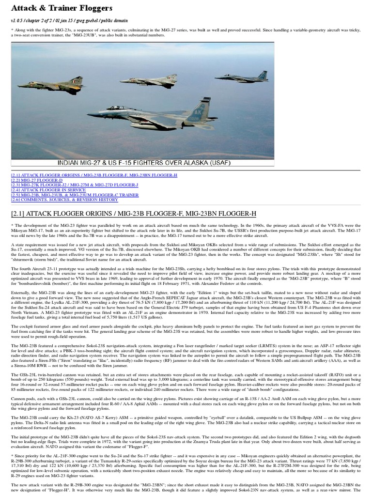 MiG-23 27 Floggers Attack, Trainer | PDF | Aviation | Aircraft