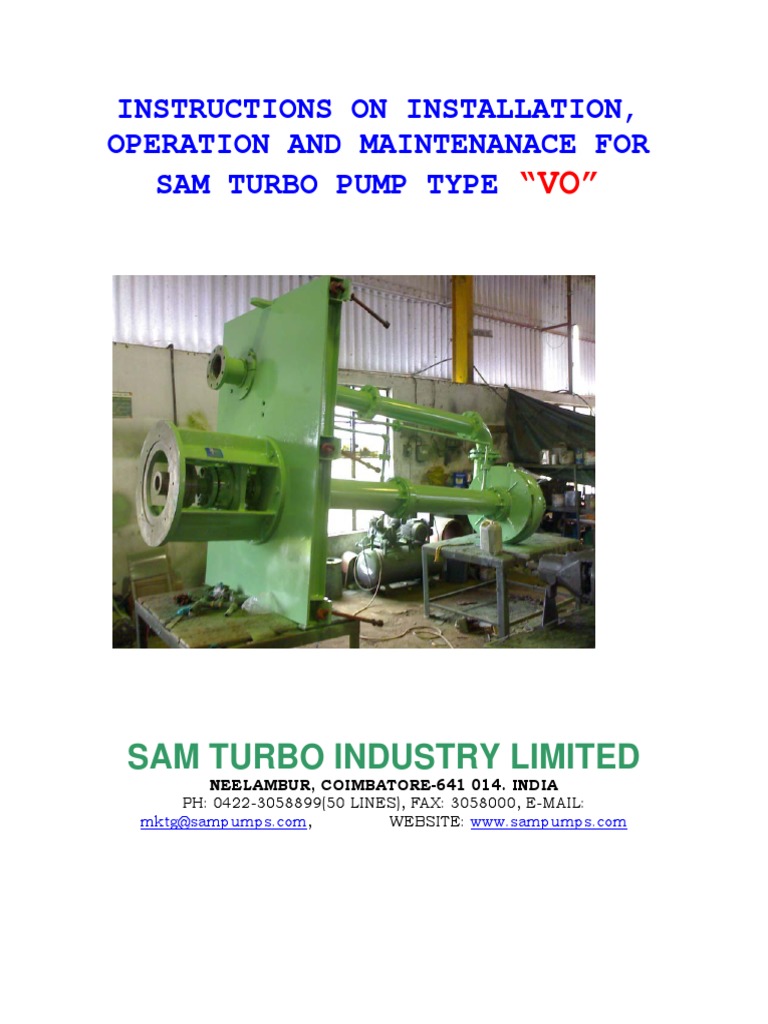 Install and maintain SAM turbo pumps | PDF | Bearing (Mechanical) | Pump