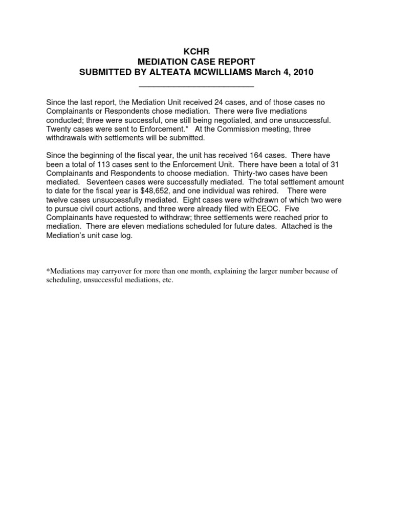 Mediation Report | PDF
