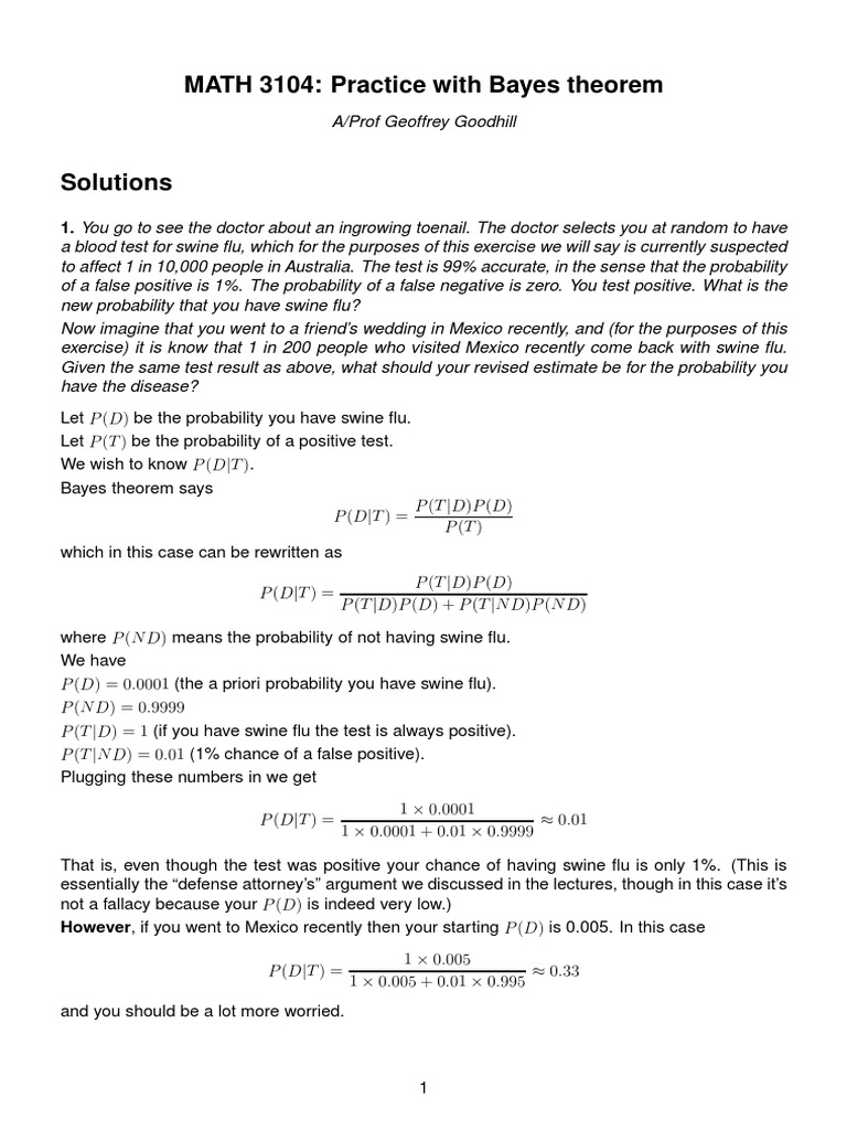 Bayes Theorem Practice Problems | PDF | Science | Teaching Mathematics