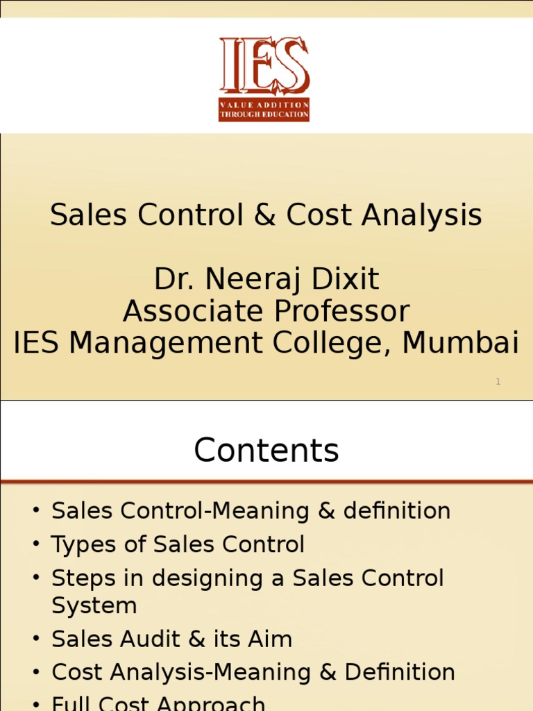 Sales Control & Cost Analysis | PDF | Sales | Marketing
