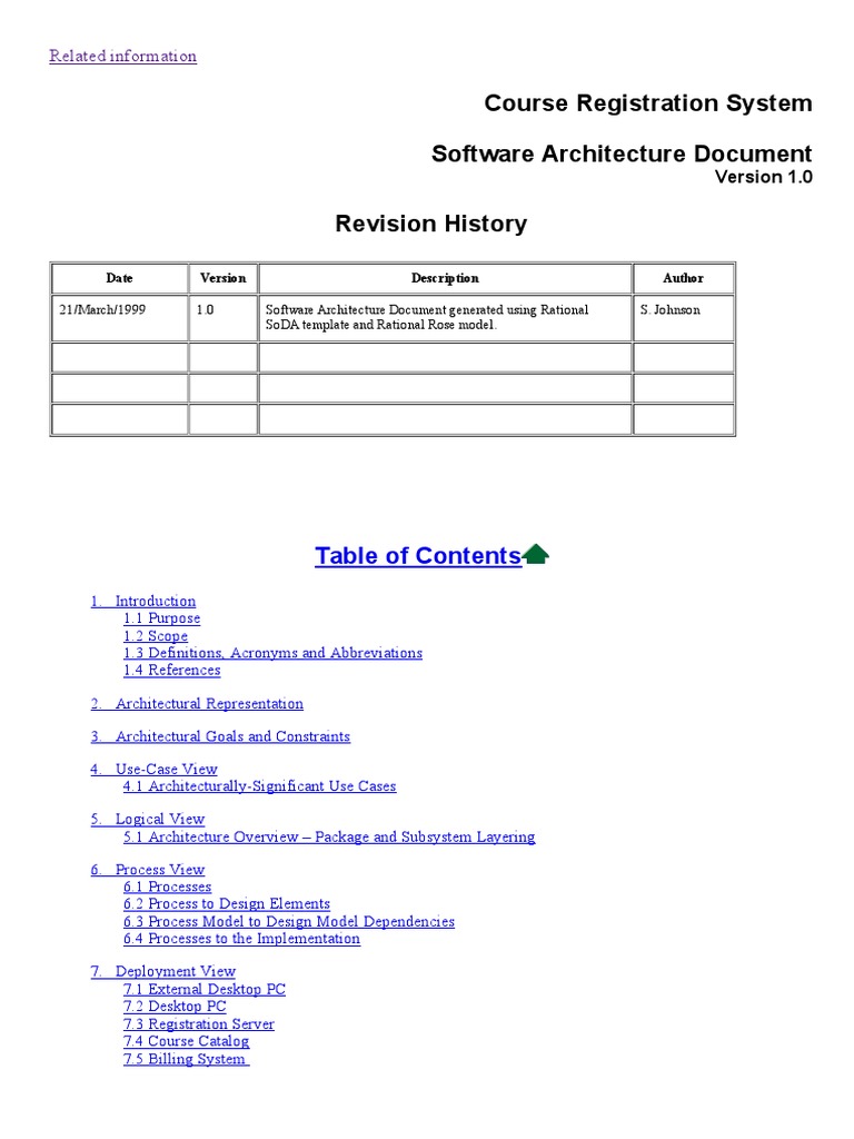 Example - Software Architecture Document | PDF | Class (Computer ...