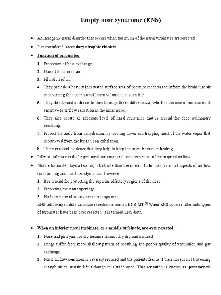 Empty Nose Syndrome | PDF | Medical Specialties | Respiratory System