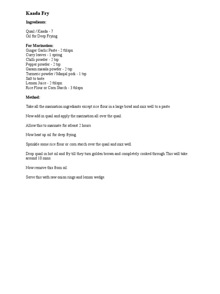Crispy Deep-Fried Quail Recipe | PDF