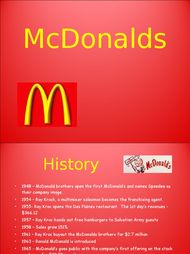 Presentation on McDonalds | Mc Donald's | Fast Food Restaurants