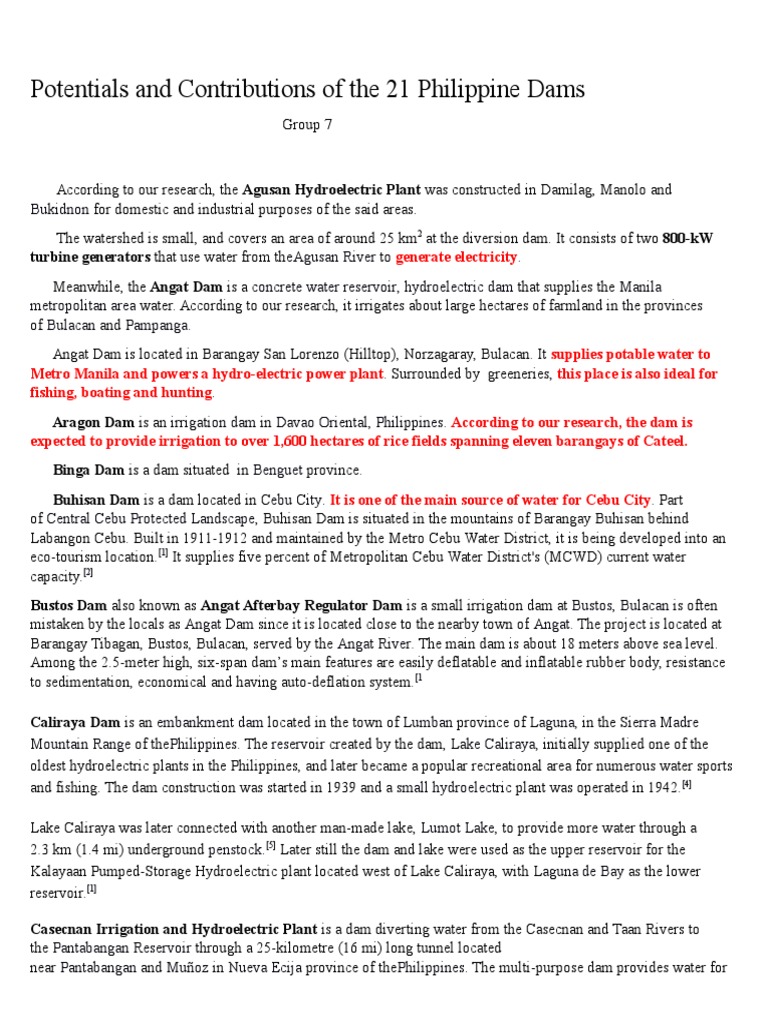 Twenty One (21) Philippine Dams | PDF | Dam | Hydroelectricity
