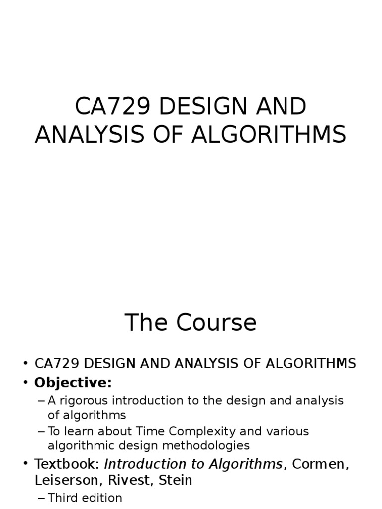 Ca729 Design and Analysis of Algorithms | PDF | Time Complexity ...