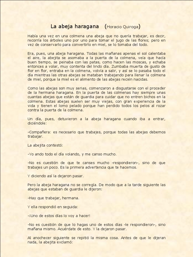 Cuento Y Guía La Abeja Haragana Pdf