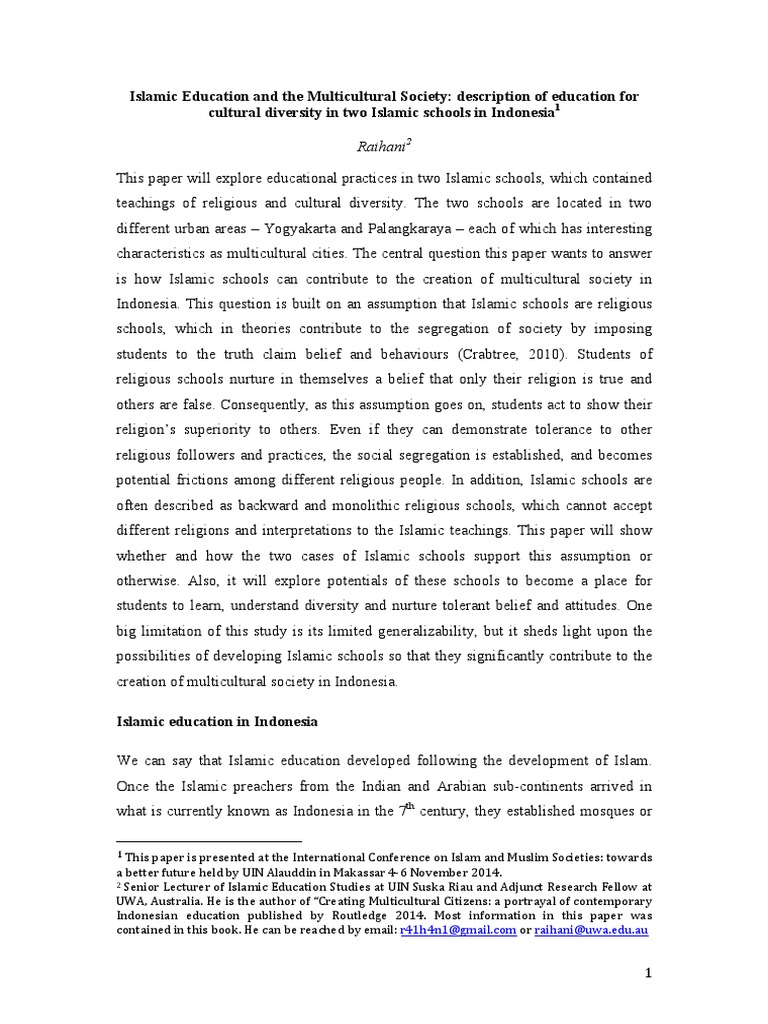 Islamic Education and The Multicultural Indonesian Society-Libre | PDF ...