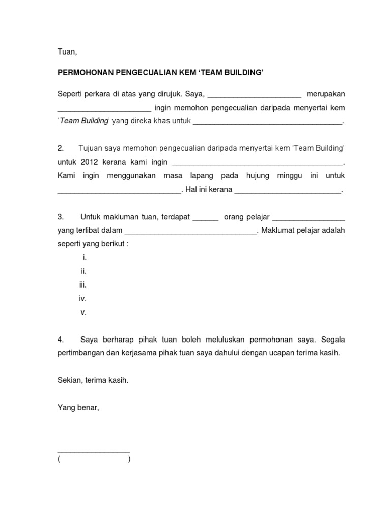 Surat Permohonan Pengecualian Program | PDF