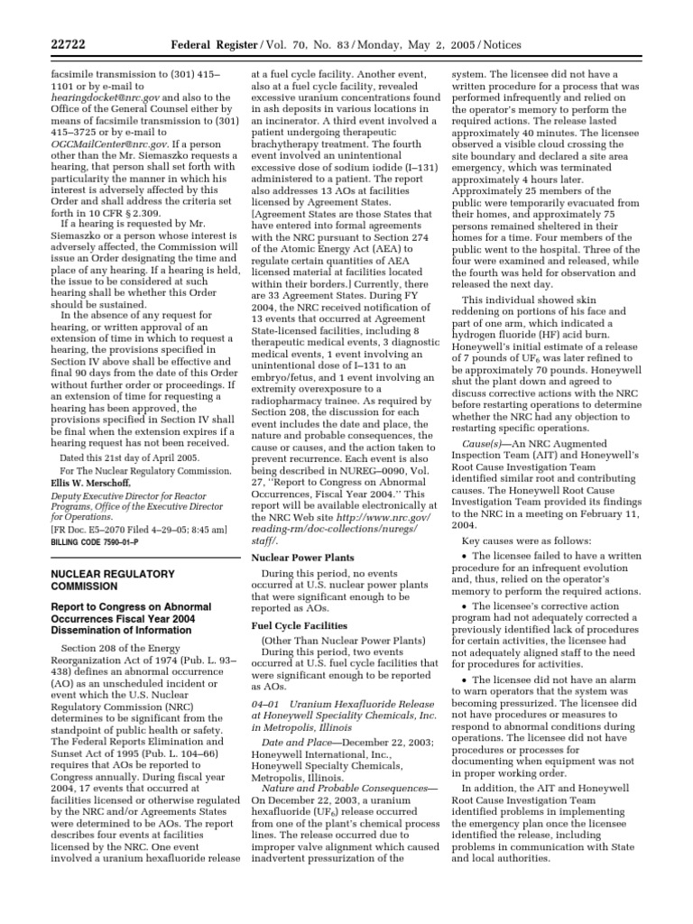 Notice: Reports and Guidance Documents Availability, Etc.: Abnormal ...