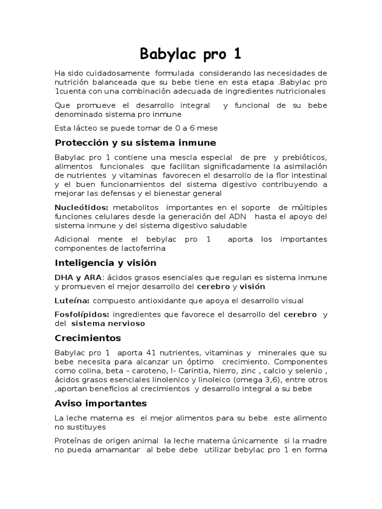 Babylac Pro 1,2,3 | PDF | Leche | Alimentos
