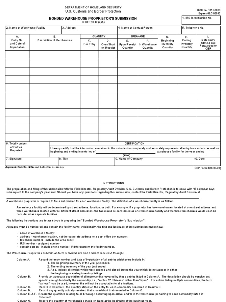 CBP Bonded Warehouse Submission Guide | PDF | U.S. Customs And Border ...