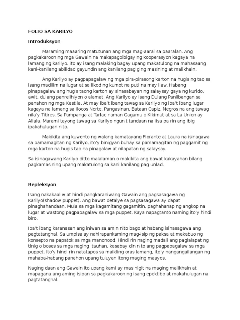 Folio Sa Karilyo | PDF
