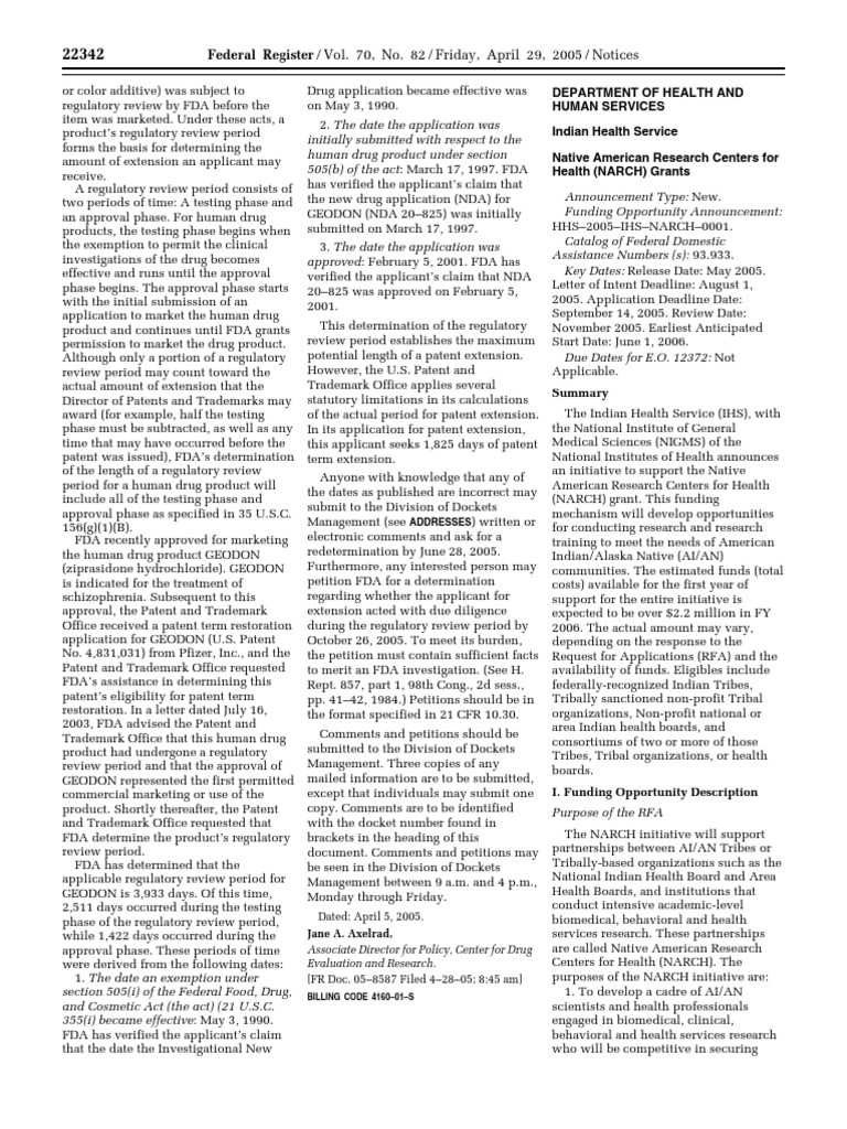 Notice: Grants and Cooperative Agreements Availability, Etc.: Native ...