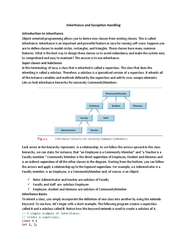 Inheritance and Exception Handling | PDF | Inheritance (Object Oriented Programming) | Class ...