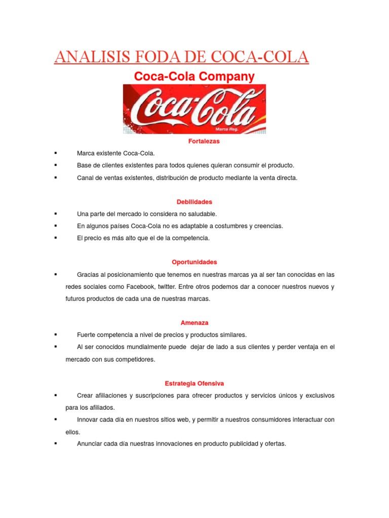 Analisis Foda - Coca Cola | PDF | Negocios