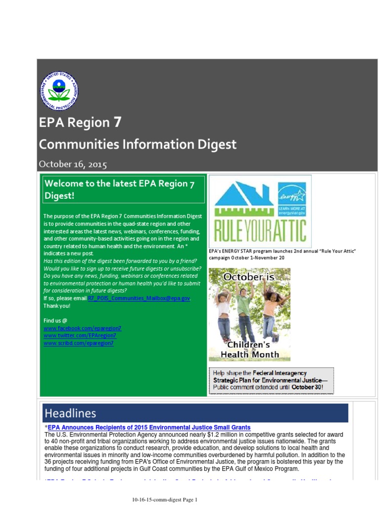 EPA Region 7 Communities Information Digest: Headlines | PDF | United ...