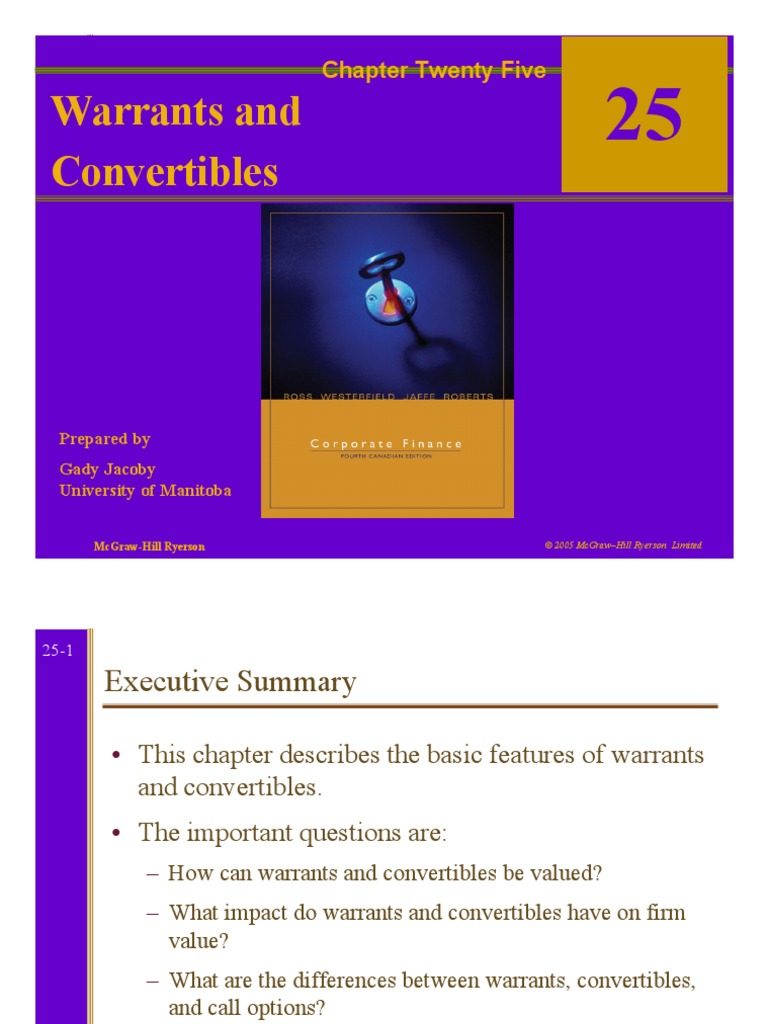 Warrants and Convertibles: Chapter Twenty Five | PDF | Convertible Bond ...