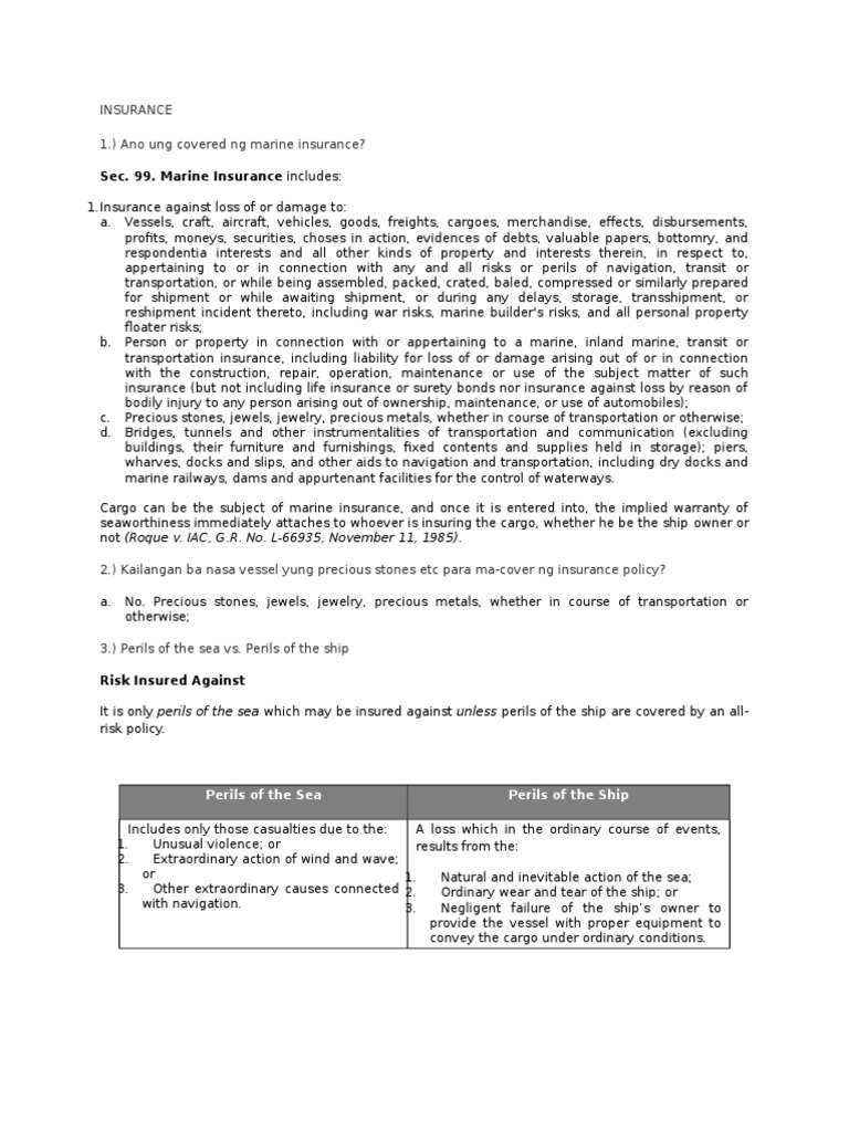 Marine Insurance | PDF | Insurance | Ships