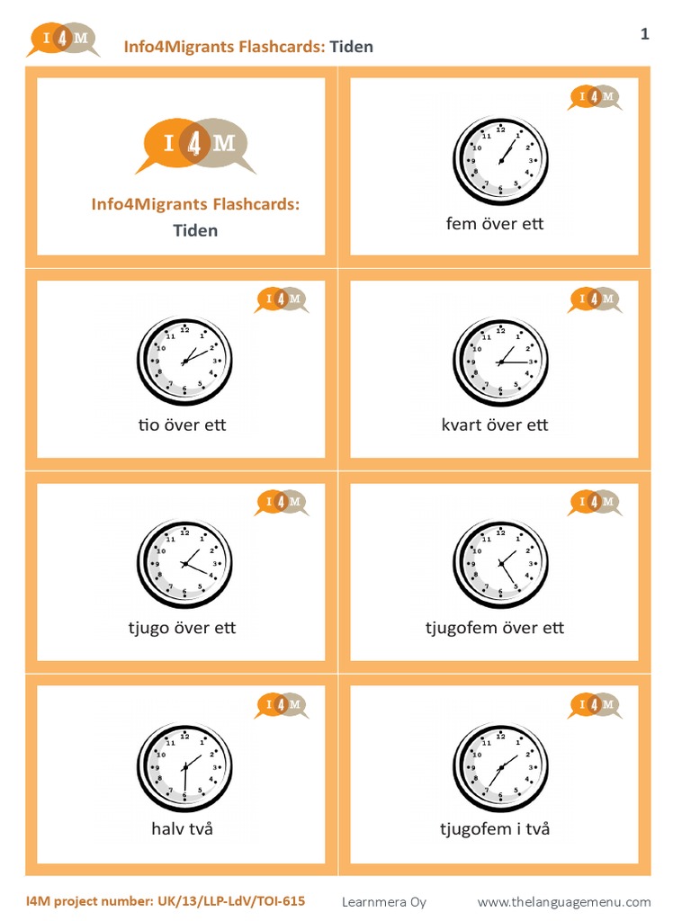 I4M Flashcards Clock (In SWEDISH) | PDF