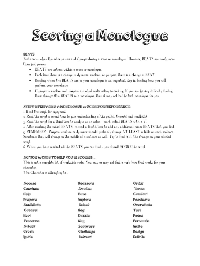 Scoring A Monologue PDF | PDF