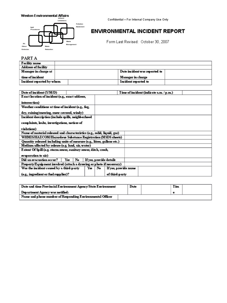 Form - Environmental Incident Report | PDF | Waste | Pollution