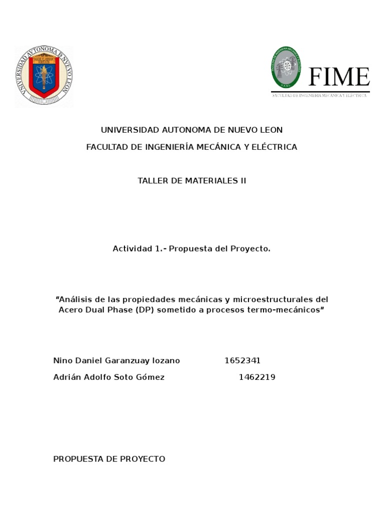 Propuesta de Proyecto Dual Phase | PDF | Tratamiento a base de calor | Acero
