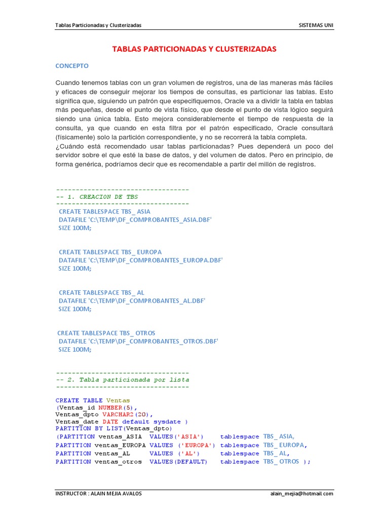 Leccion 02 Tablas Particionadas y Clusterizadas | PDF | Tabla (base de ...