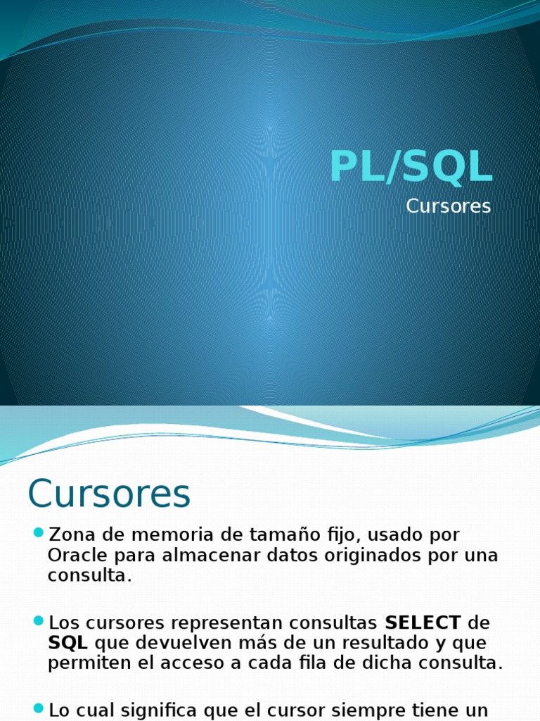 Oracle PL SQL Clase 3 Cursores | PDF | Puntero (Programación de computadora) | SQL