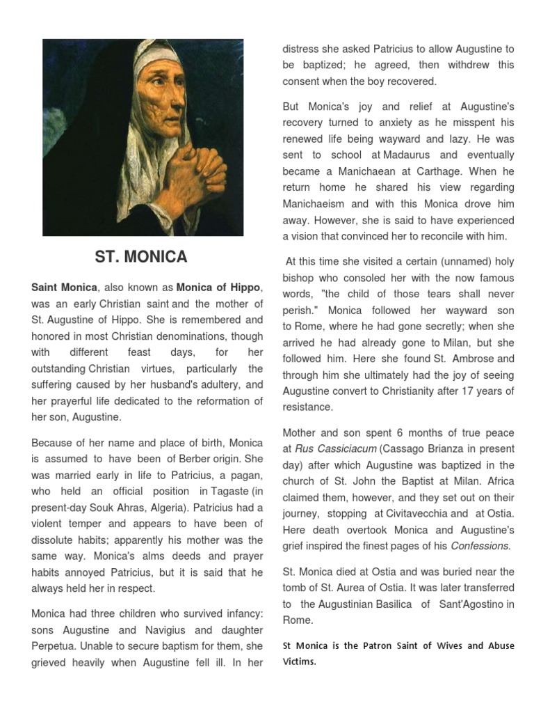 St. Monica: Saint Monica Monica of Hippo | PDF | Monotheistic Religions ...