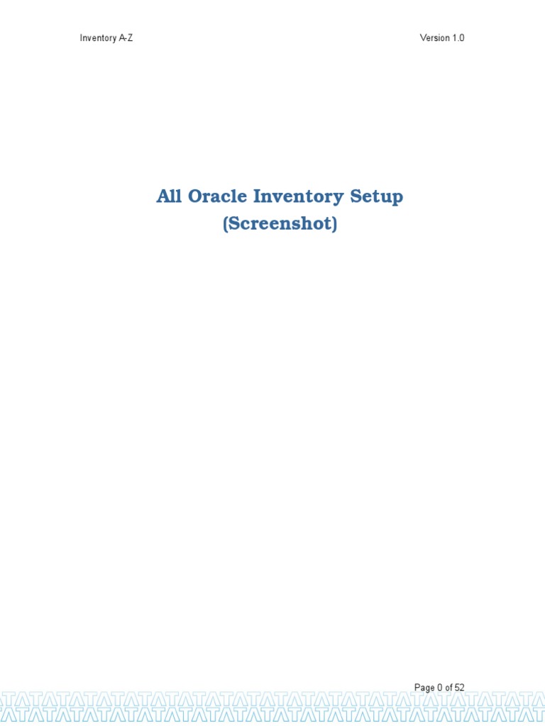 Oracle Inventory Setup Guide | PDF | Financial Transaction | Inventory